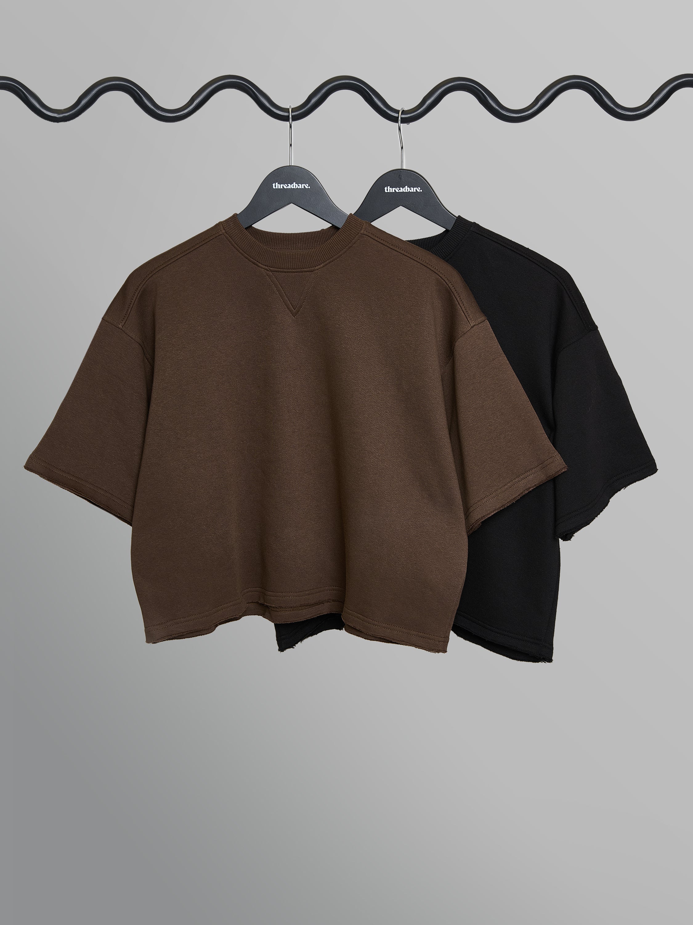 Threadbare Women's Chocolate Brown & Black Boxy Short Sleeve ...