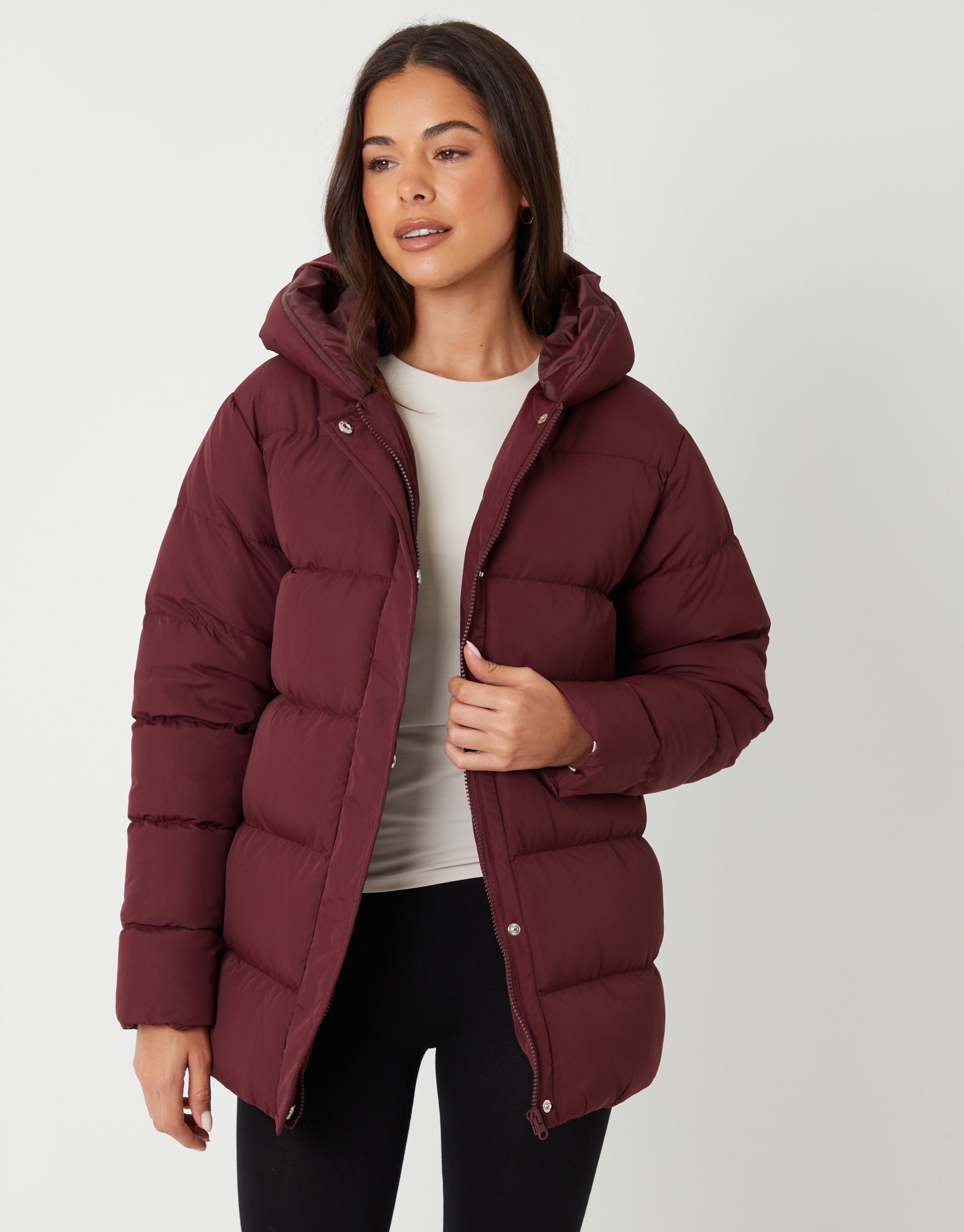 Threadbare Women's Berry Red Puffer Jacket