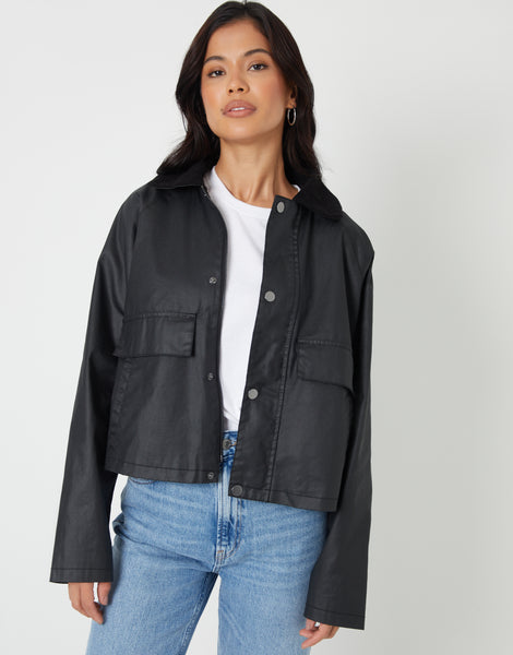Threadbare Women's Black Waxed Jacket