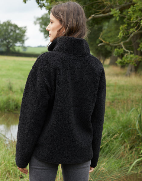 Threadbare Women's Black Half Zip Borg Fleece