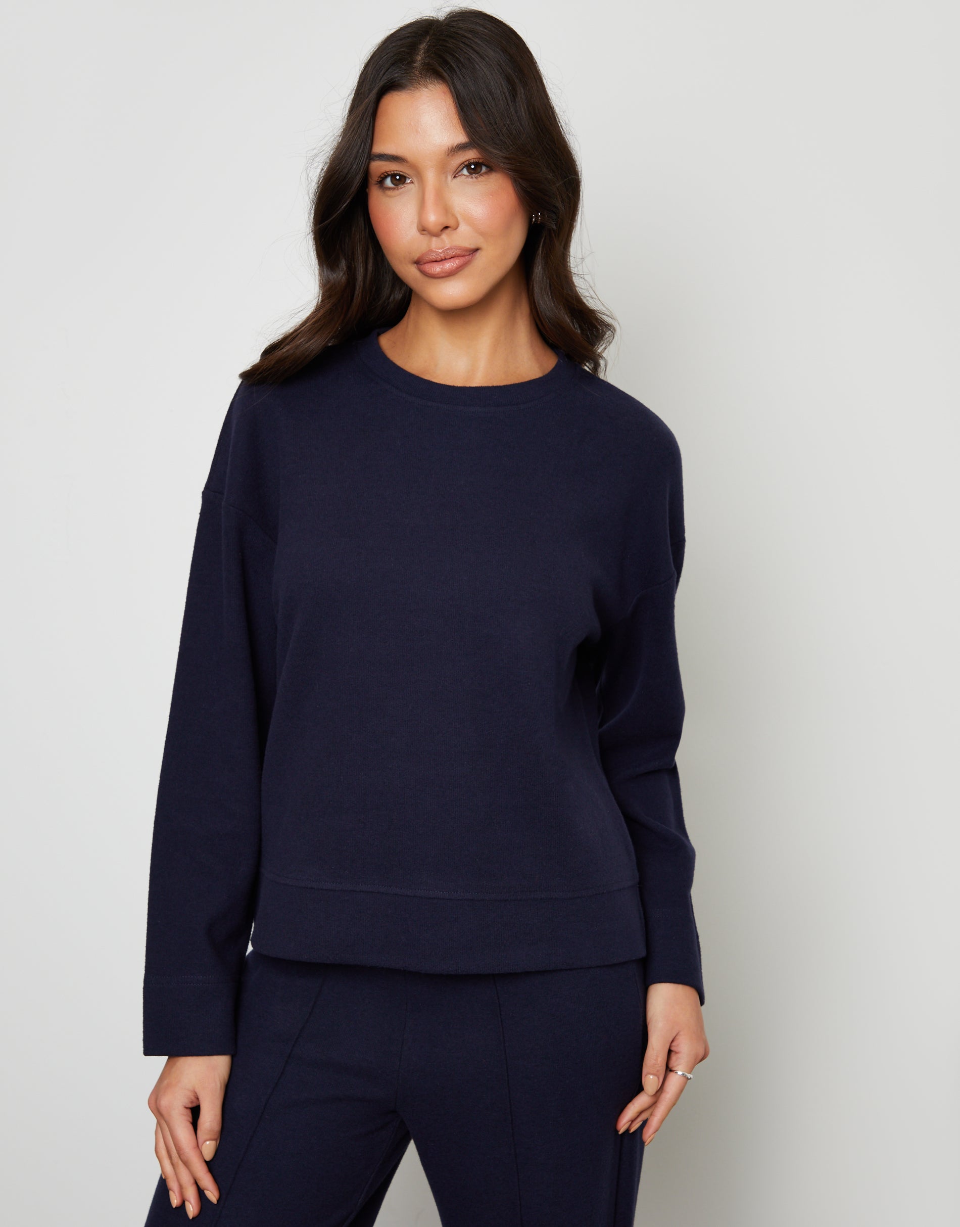 Threadbare Women's Navy Cosy Rib Relaxed Fit Sweatshirt