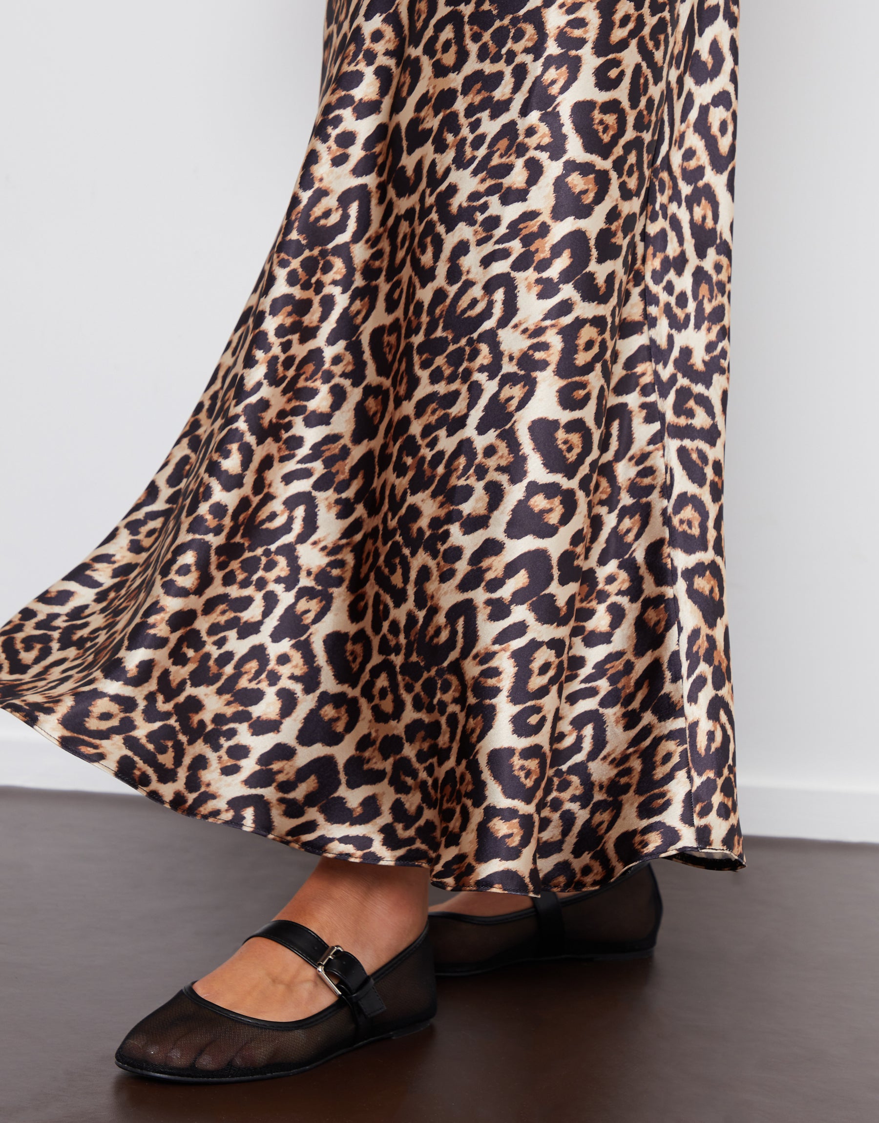 Threadbare Women's Leopard Print Maxi Satin Slip Skirt