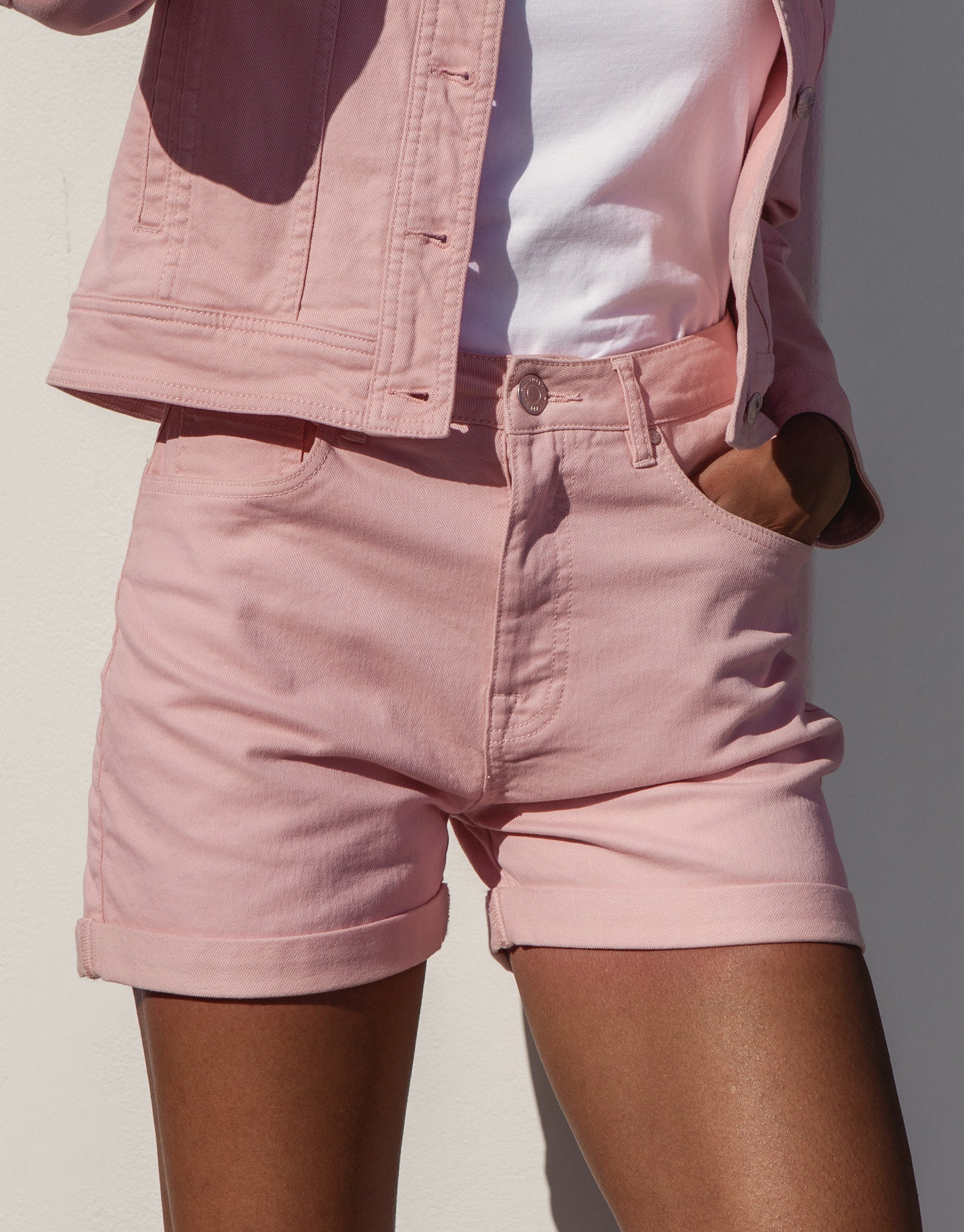 Threadbare Women's Pink Wash Classic Ladies' Stretch Denim Shorts