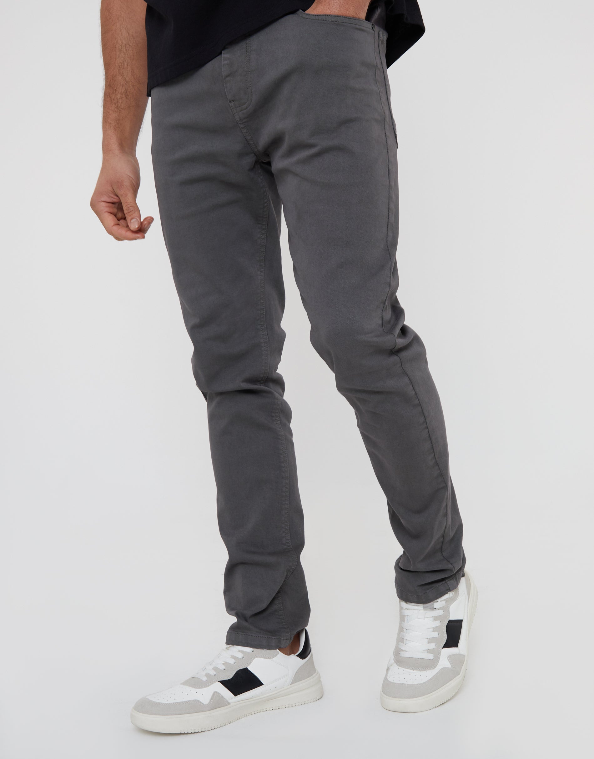 Threadbare Men's Slate Grey Slim Fit Overdyed Stretch Denim Jeans