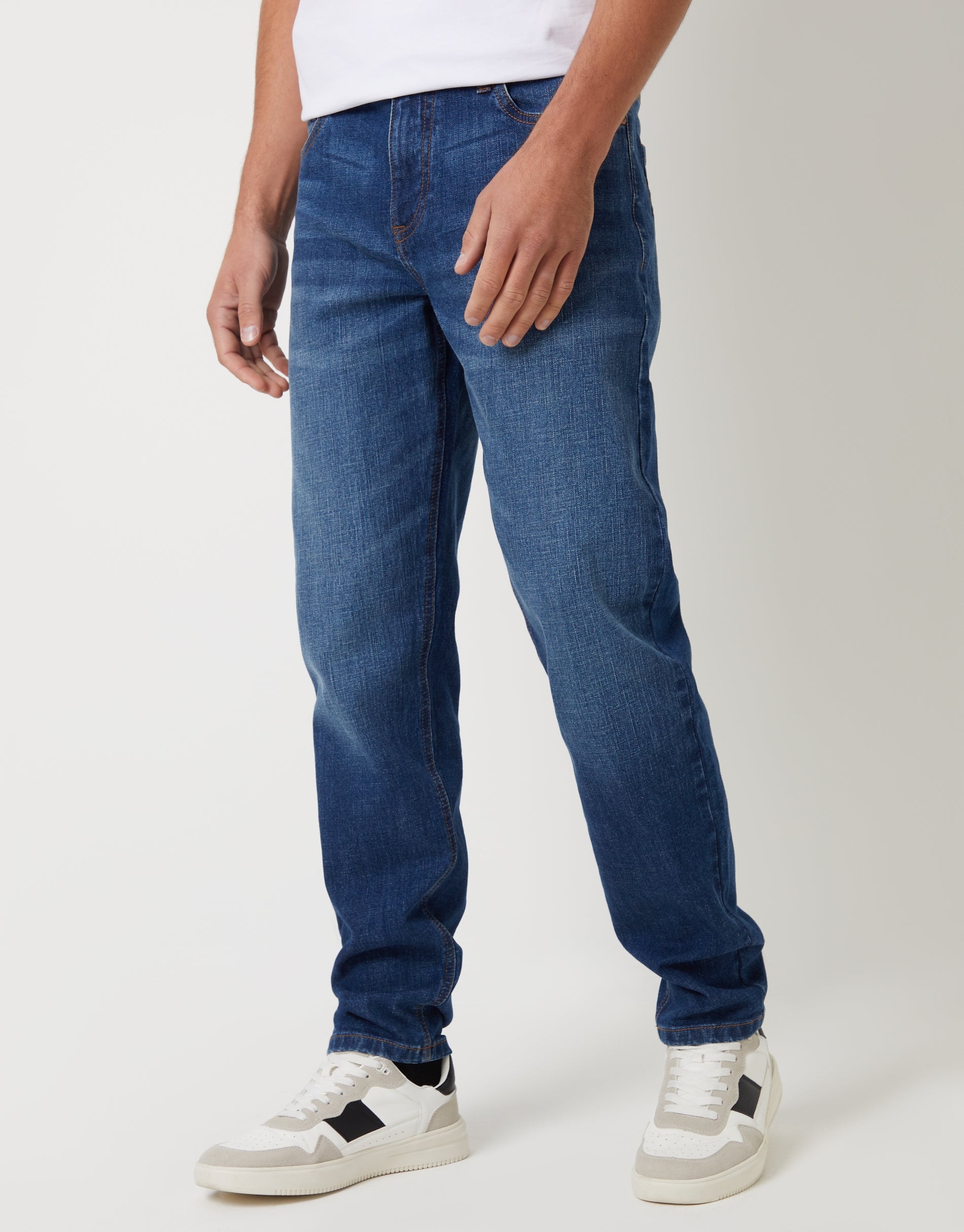 Threadbare Men's Mid Wash Stretch Heritage Slim Fit Jeans