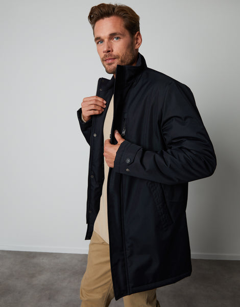 Men's Stone Lightweight Zip-Through Funnel Neck Mac – Threadbare