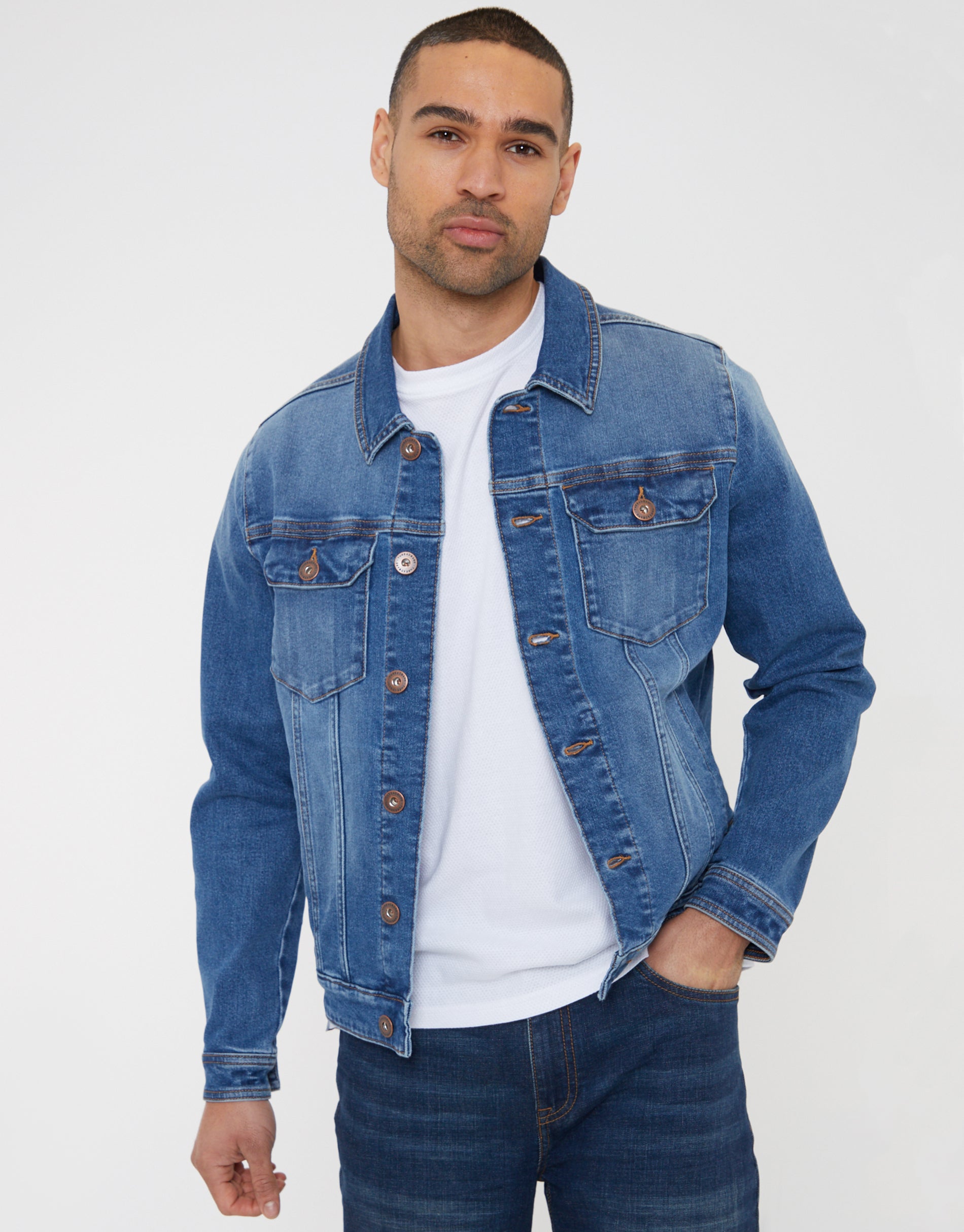 Threadbare Men's Mid Wash Denim Jacket