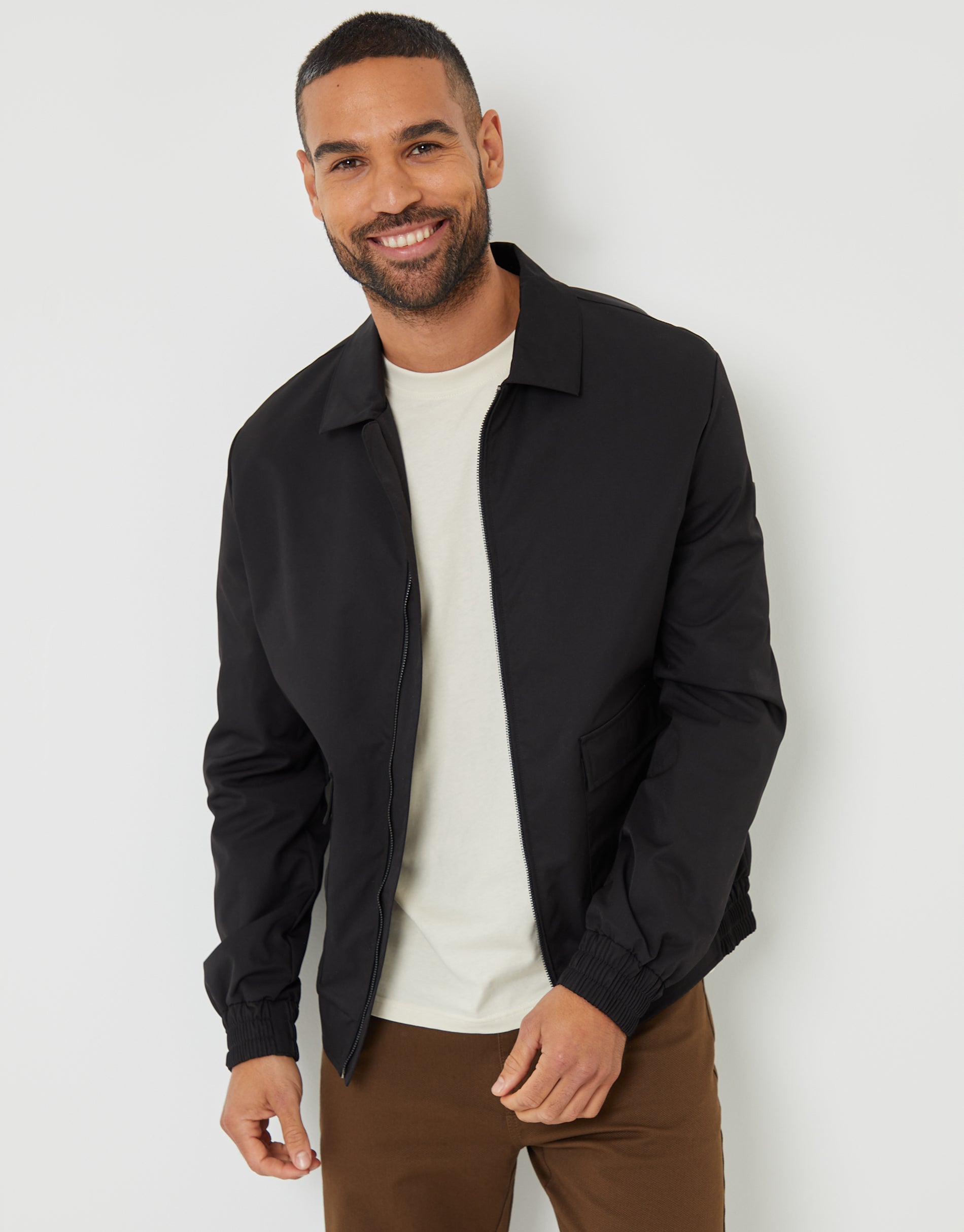 Threadbare Men's Black Patch Pocket Collared Zip-Through Jacket