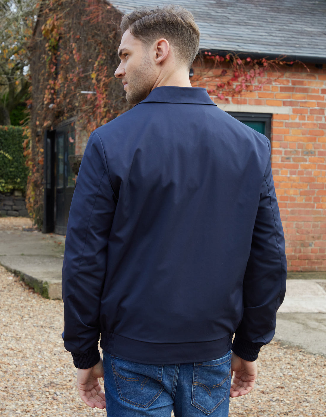 Threadbare Men's Navy Patch Pocket Collared Zip-Through Jacket