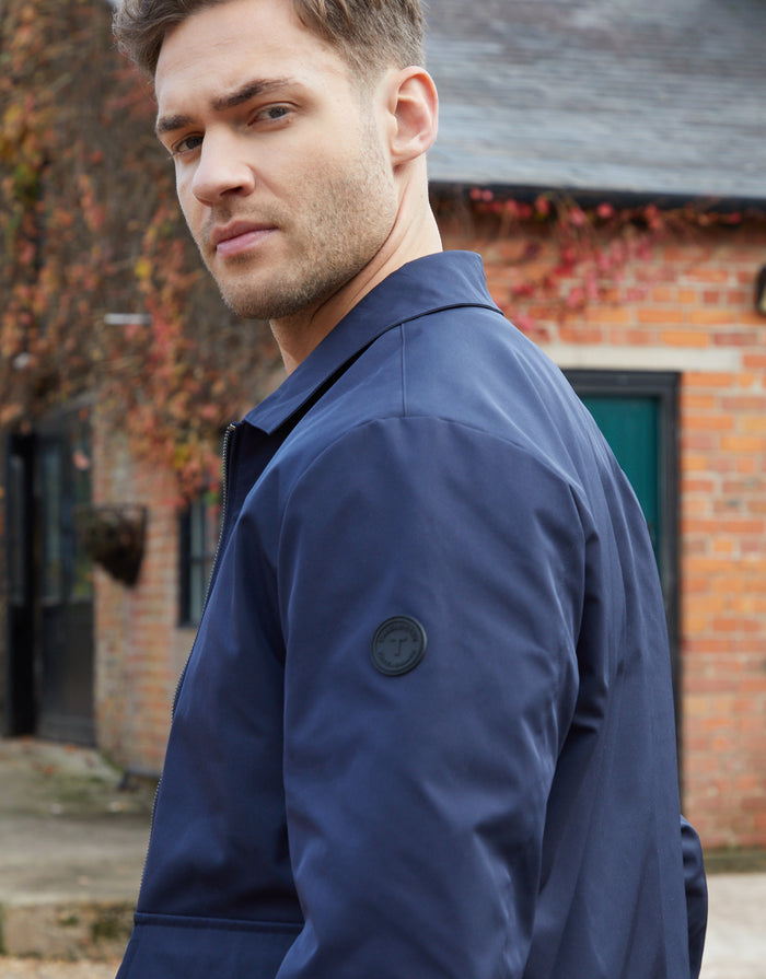 Threadbare Men's Navy Patch Pocket Collared Zip-Through Jacket