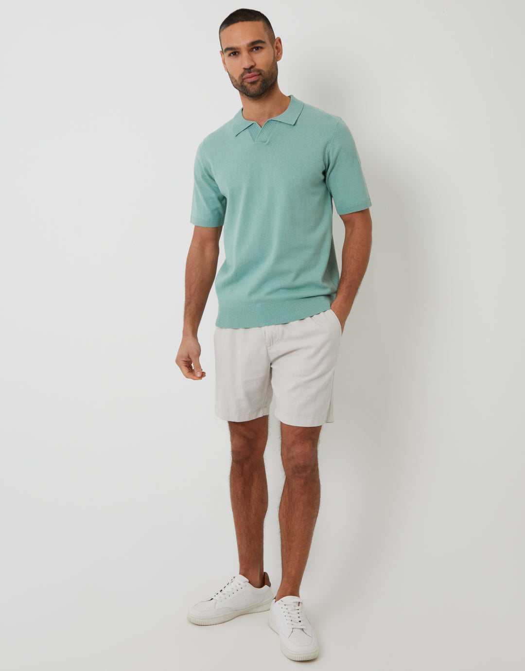 Threadbare Men's Sage Green Trophy Neck Knitted Polo