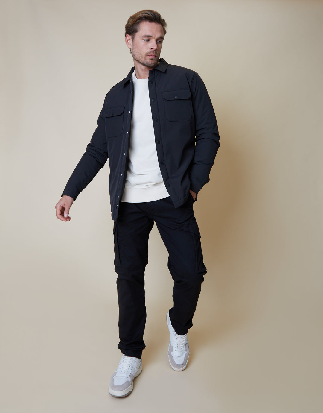 Threadbare Men's Black Lightweight Padded Overshirt Shacket