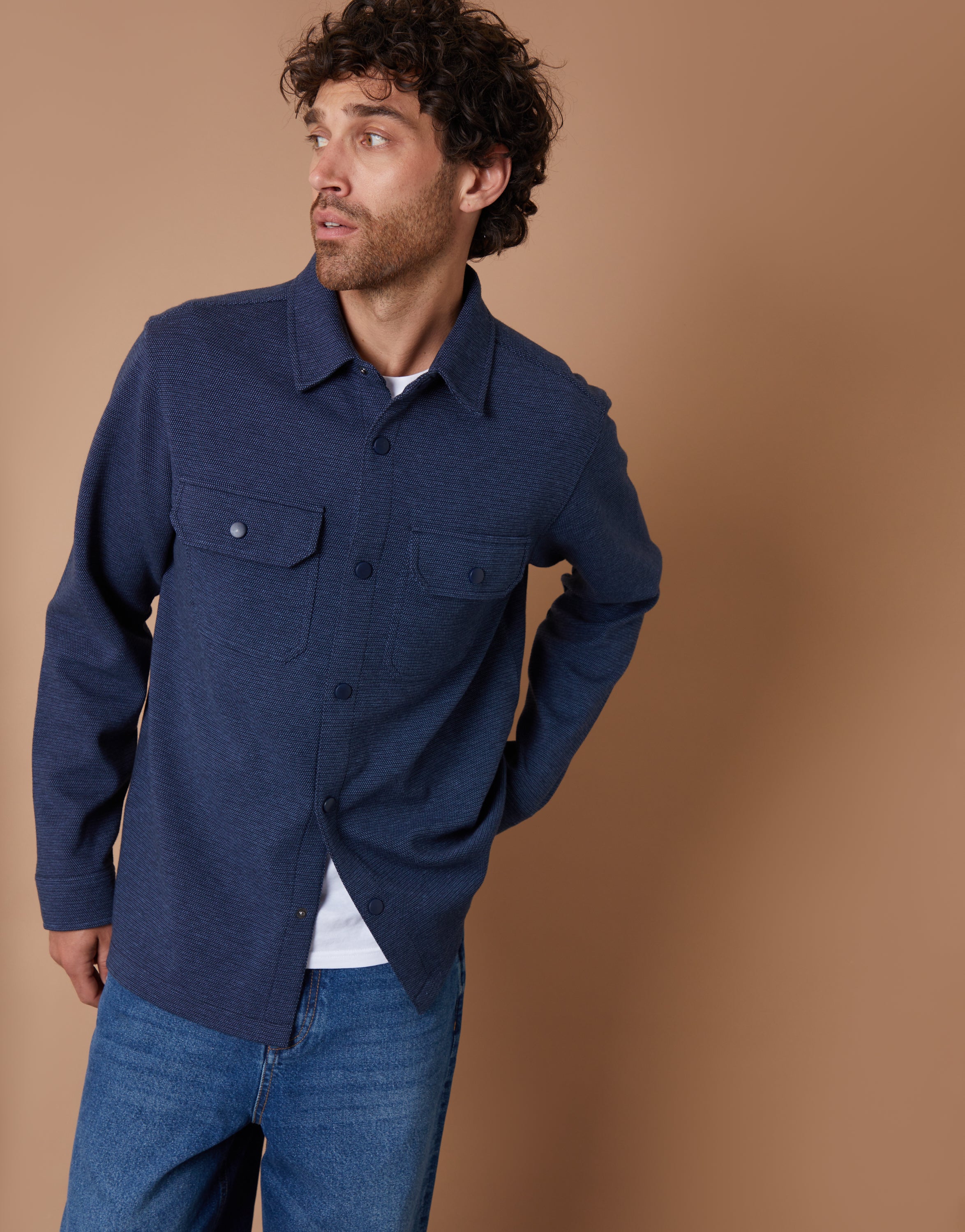 Threadbare Men's Navy Pique Shacket