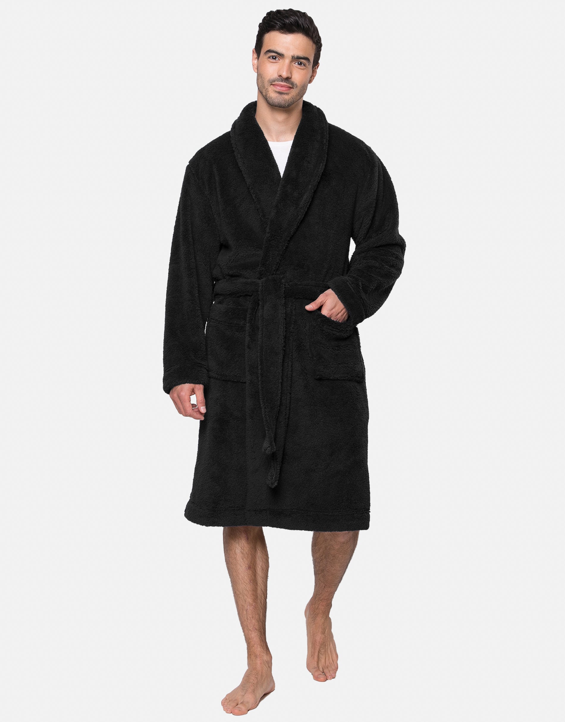 Threadbare Men's Black Borg Dressing Gown