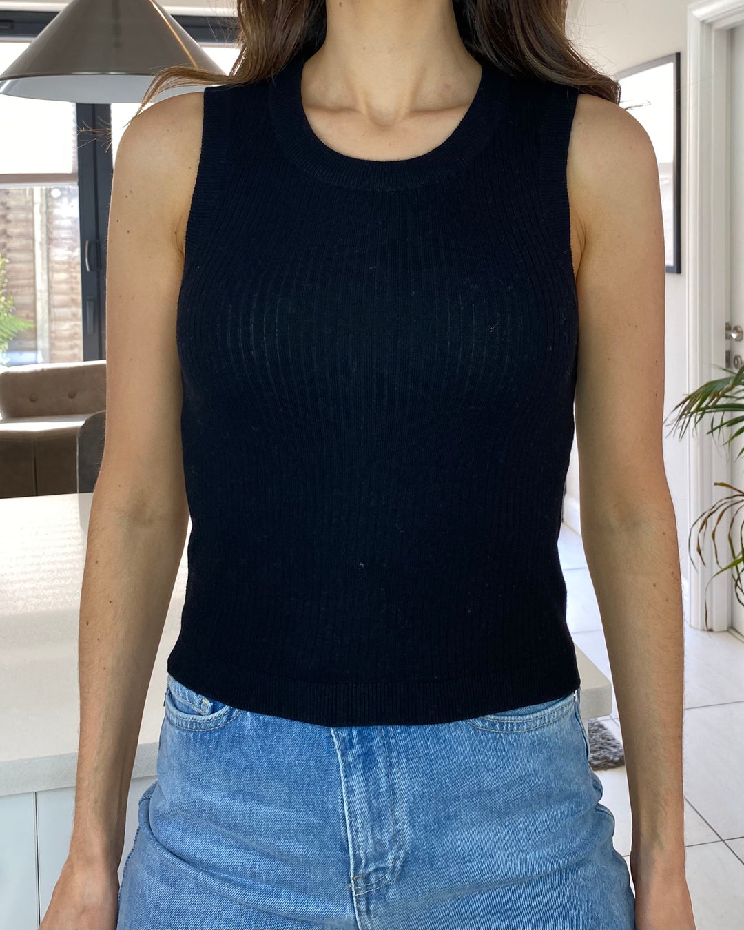 Threadbare Women's Black Ribbed Tank Top