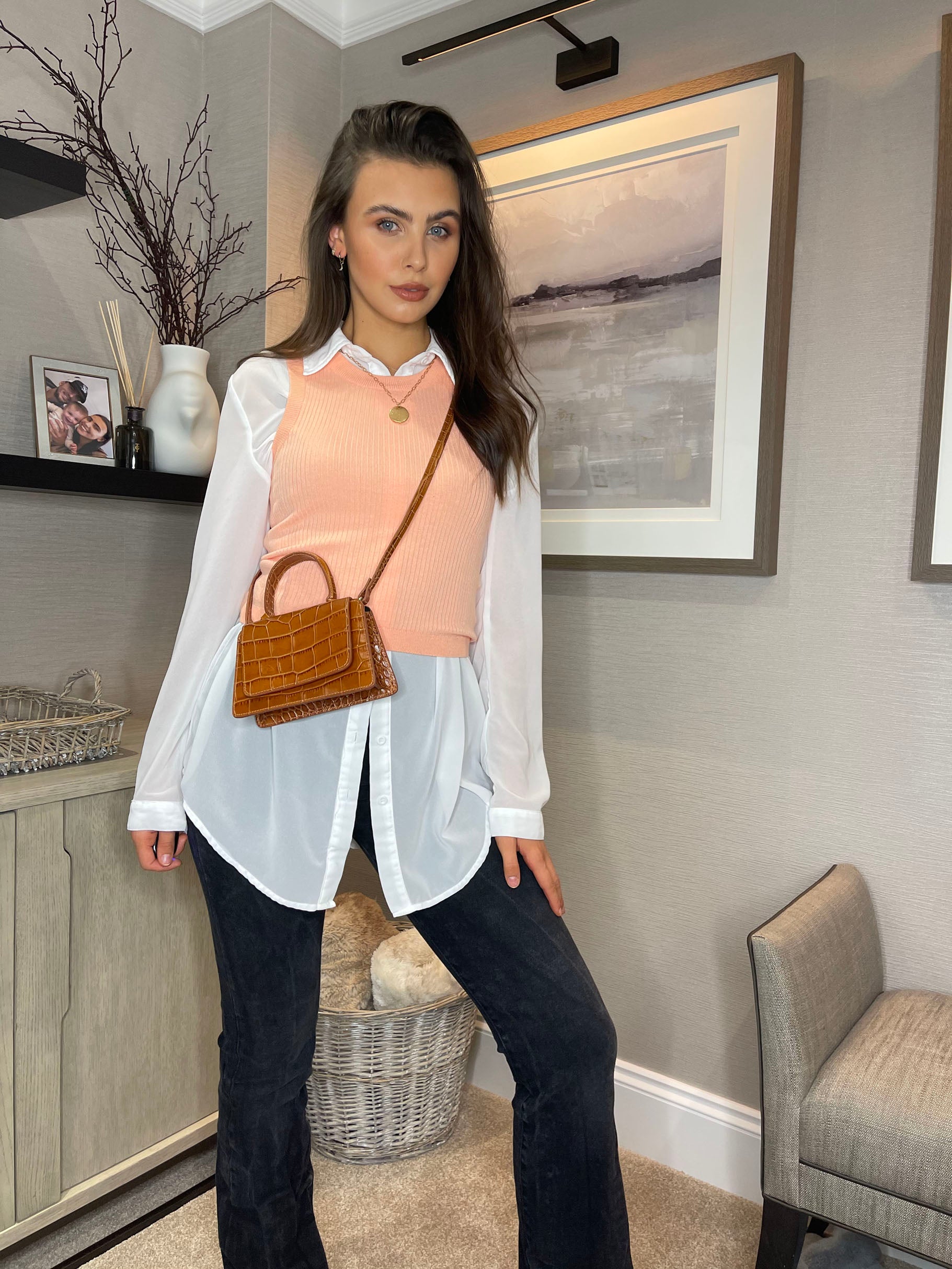 Threadbare Women's Orange Ribbed Tank Top