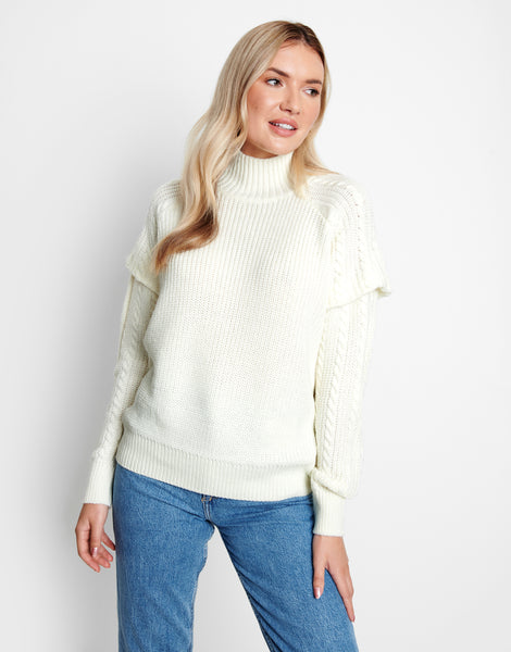 Women's Cream Turtle Neck Jumper – Threadbare