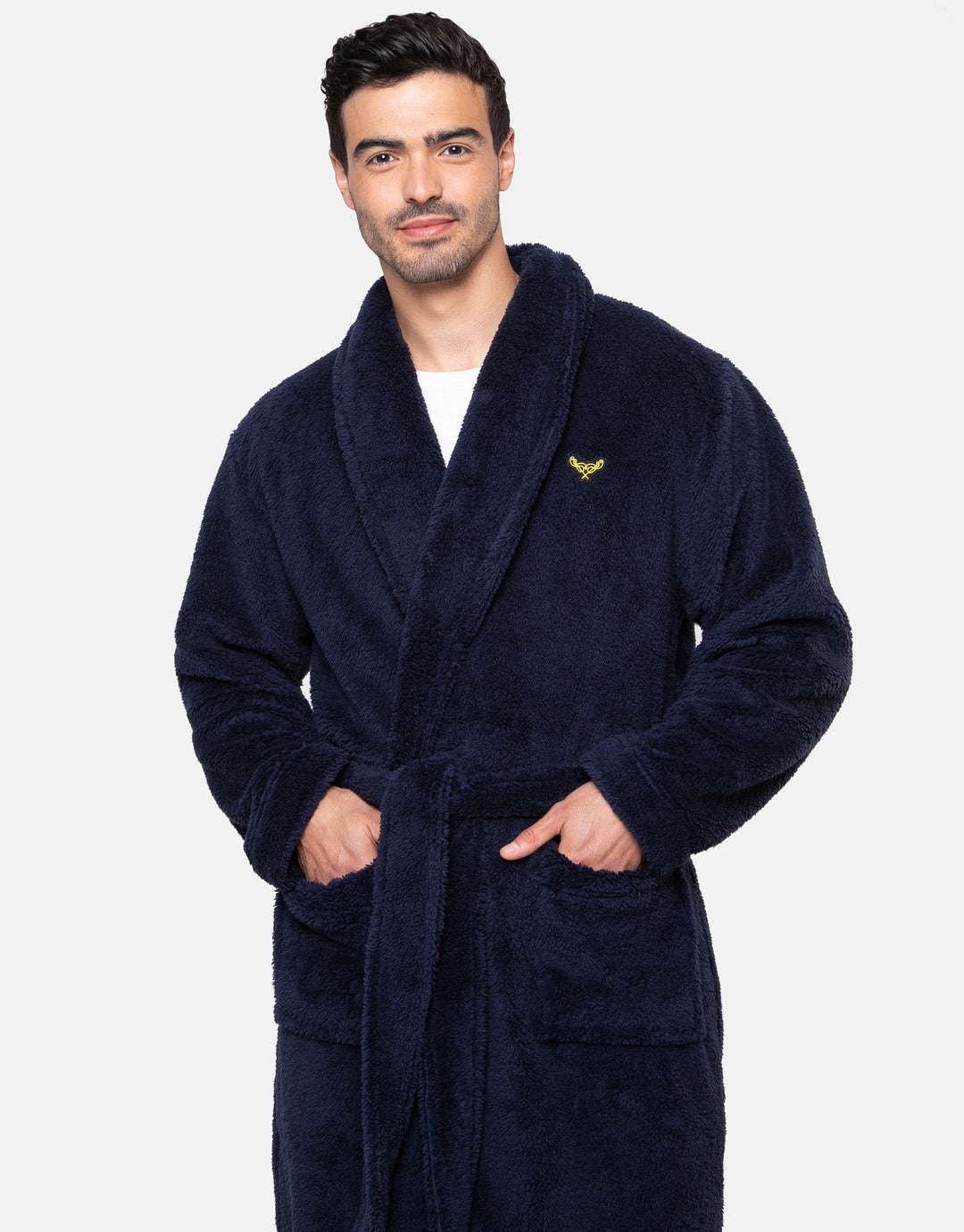 Threadbare Men's Navy Borg Dressing Gown