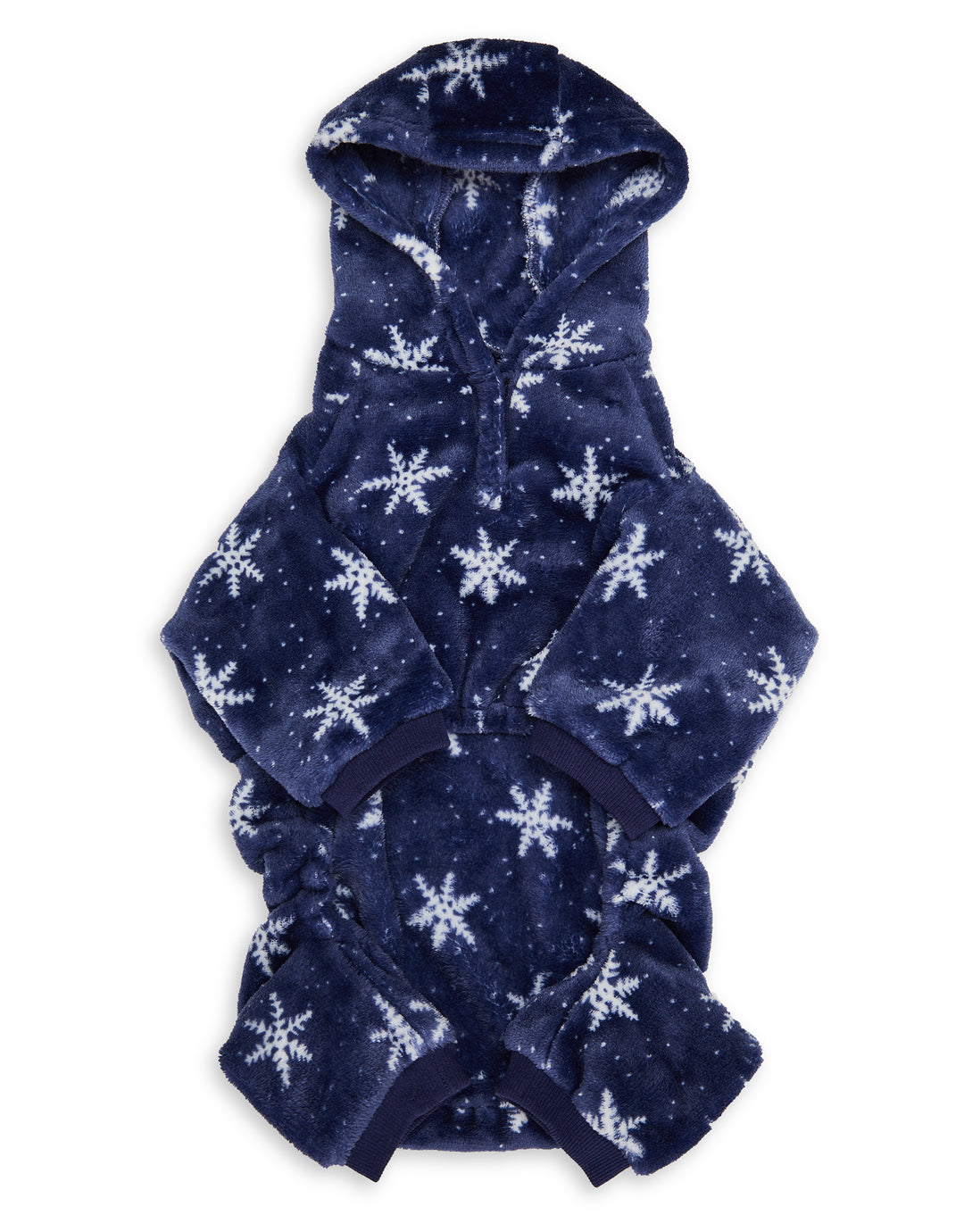 Threadbare Dogs' Blue Snowflake Print Soft Touch Hooded Fleece Pyjamas