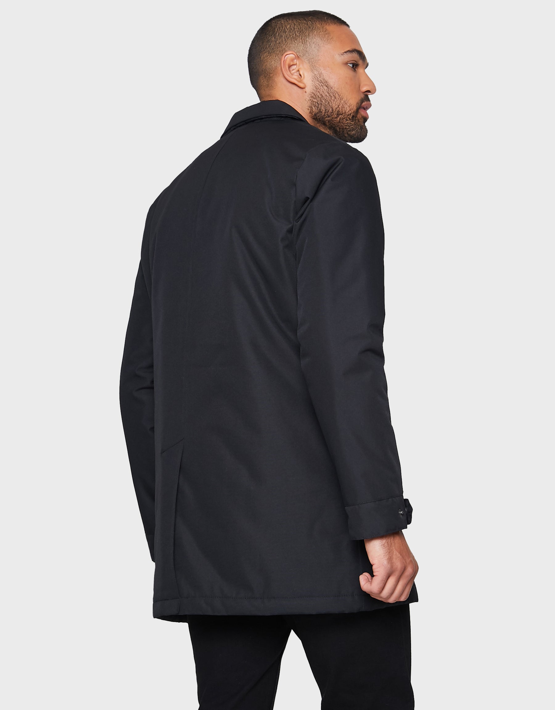 Threadbare Men's Black Collared Mac Coat
