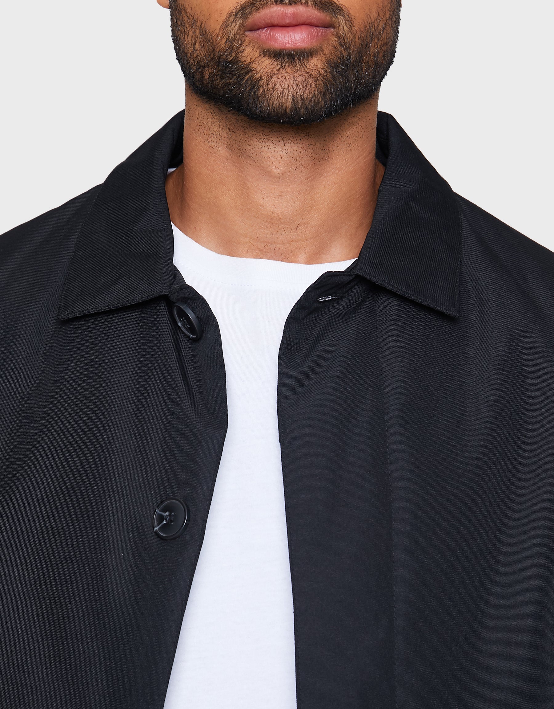 Threadbare Men's Black Collared Mac Coat